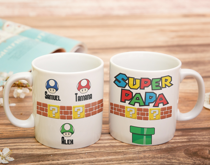 Coussin personnalisé "Super-Papa Mario Bros" - Made In Gift