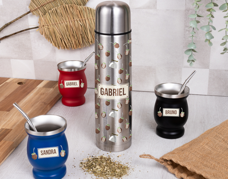 Kit mate y termo Inox "Accesorios de mate" - Regalo Original