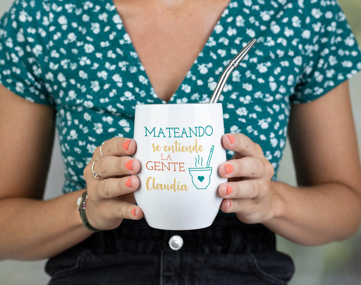 Vaso mate personalizado "Mateando de entiende" - Regalo Original