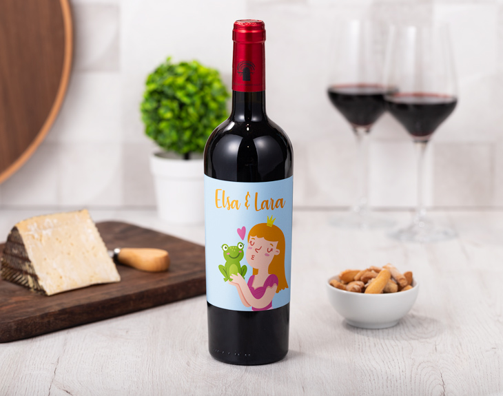 Customised wine "The Princess and the Frog" - Made in Gift